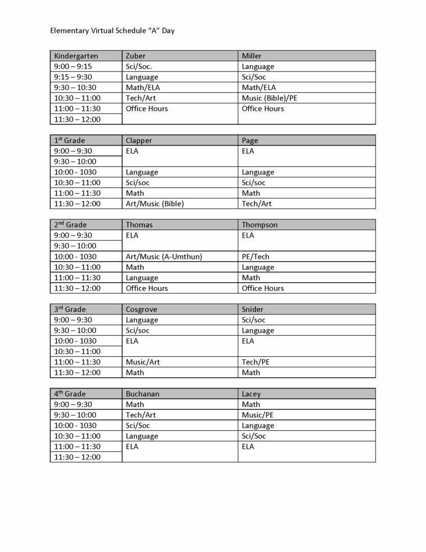 Virtual School Class Schedules – Meskwaki Settlement School