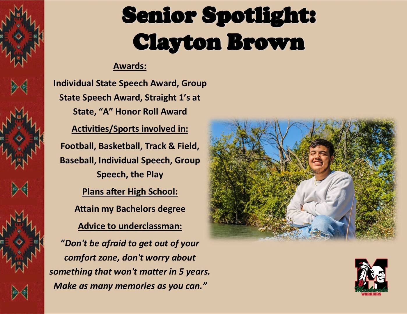 Senior Spotlight: Clayton Brown – Meskwaki Settlement School